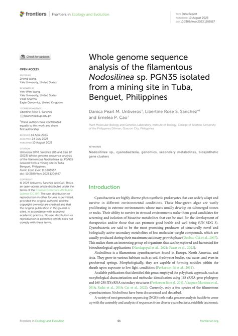 Pdf Whole Genome Sequence Analysis Of The Filamentous Nodosilinea Sp Pgn35 Isolated From A