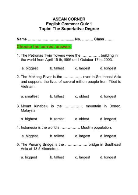 English Grammar Quiz