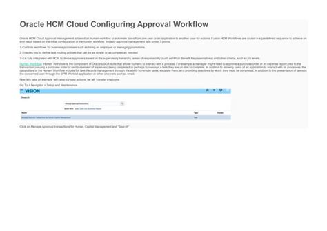 oracle hcm cloud configuring approval workflow docx cloud computing