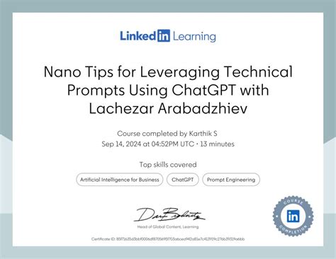 karthik s on linkedin certificate of completion