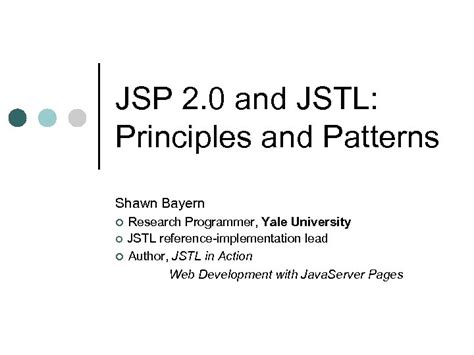 JSP 2 0 And JSTL Principles And Patterns