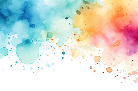Rainbow Blobs Watercolor Pattern On White Background Abstract Grunge