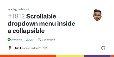 Scrollable Dropdown Menu Inside A Collapsible · Saadeghi Daisyui · Discussion 1812 · Github