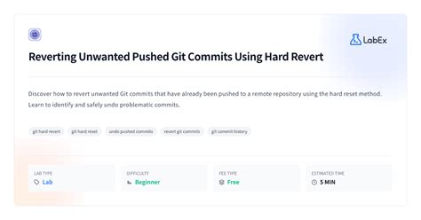 reverting unwanted pushed git commits using hard revert labex