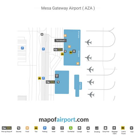 Map Of Mesa Gateway Airport Aza Terminal And Gate Maps