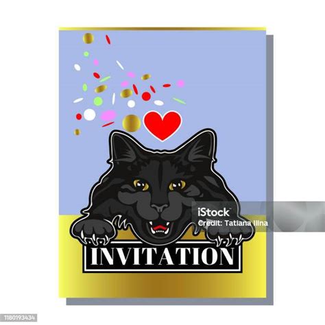 귀여운 고양이 배너 전단지 초대장 포스터 웹 사이트 또는 인사말 카드 디자인인사말장 초대 카드 템플릿 디자인 벡터 일러스트레이션 개성 개념에 대한 스톡 벡터 아트 및 기타