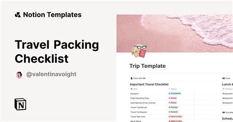 Travel Packing Checklist Template | Notion Marketplace