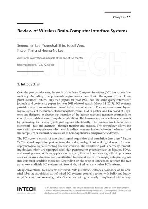 Pdf Review Of Wireless Brain Computer Interface Systems Dokumen Tips