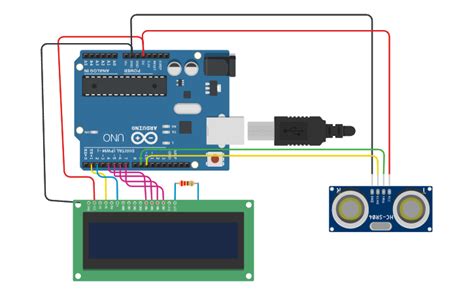 Circuit Design Ultrasonic Distance Measurement Device Tinkercad