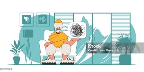 절망감과 절망감에 사로 잡힌 사람 한 남자가 자신의 생각의 무질서한 바다에서 길을 잃었다는 것을 보여줍니다 감정에 대한 스톡