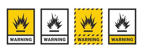 Explosion Flash Warning Icons Caution Sign Explosives Liquids Or