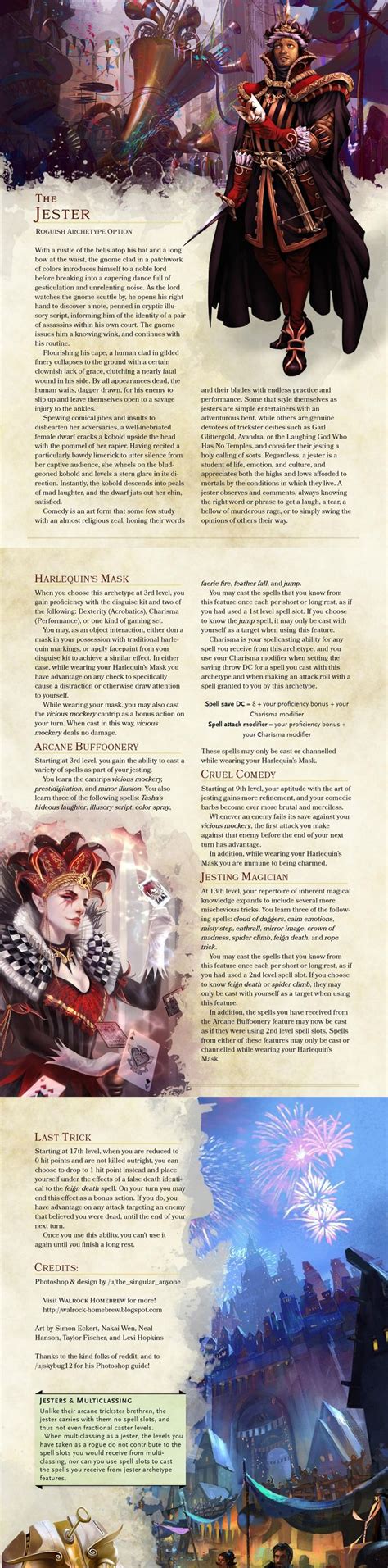 The Jester Dnd 5e Homebrew Rogue Dnd Dungeons And Dragons Homebrew