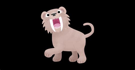 Cute Saber Toothed Tiger Smilodon Cartoon Smilodon Sticker Teepublic