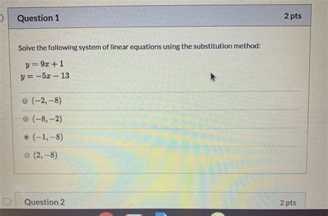 Solved Question 1 2 Pts Solve The Following System Of Linear