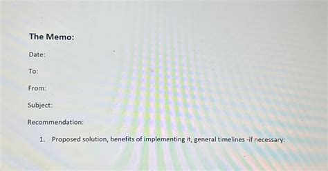Solved The Memo Date To From Subject Recommendation Proposed