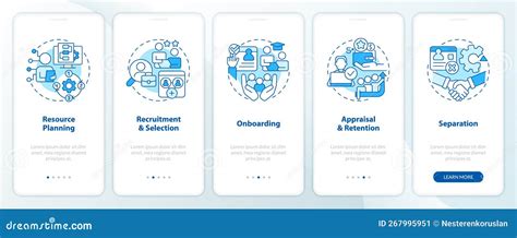 It Staffing Process Blue Onboarding Mobile App Screen Stock Vector Illustration Of Process