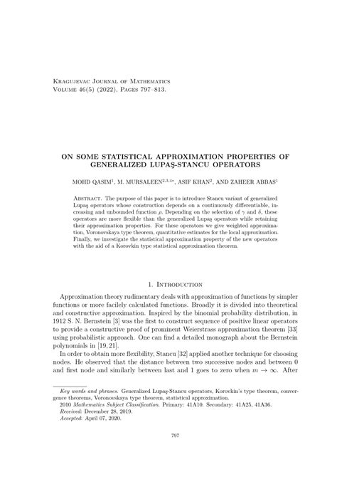 Pdf On Some Statistical Approximation Properties Of Generalized Lupas