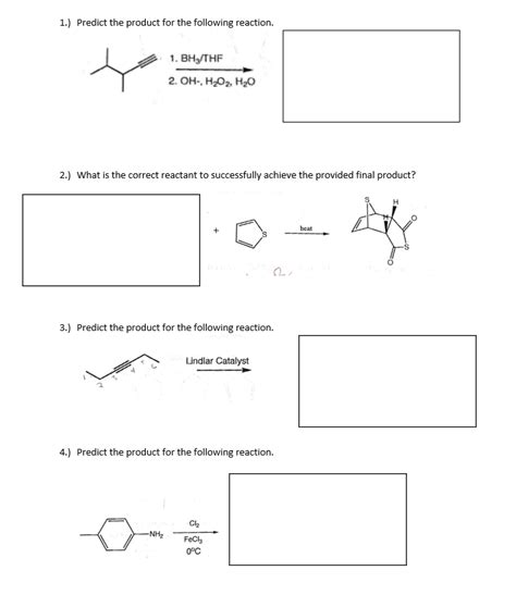 Solved 1.) Predict the product for the following reaction. | Chegg.com