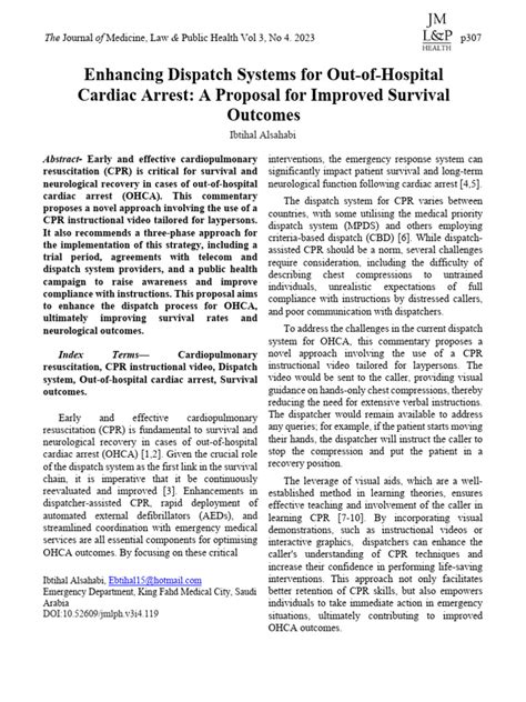 Enhancing Dispatch Systems For Out Of Hospital Cardiac Arrest A