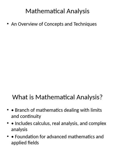 Mathematical Analysis Presentation Pdf