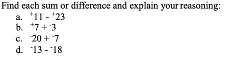 solved find each sum or difference and explain your