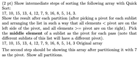 Solved 2 ﻿pt ﻿show Intermediate Steps Of Sorting The