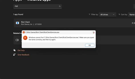 windows cannot find c riotgames riot client riotclientservices exe