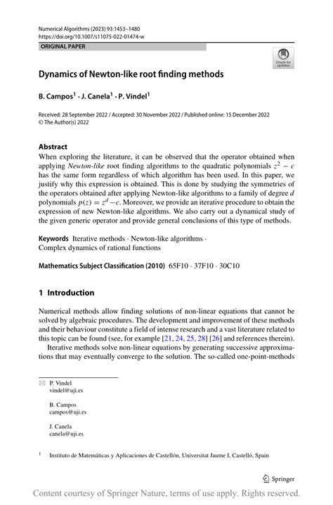 Pdf Dynamics Of Newton Like Root Finding Methods