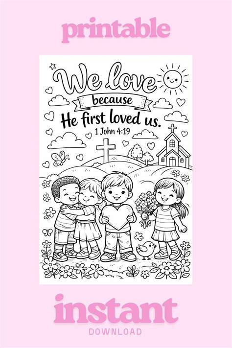 1 John 419 Coloring Page Etsy