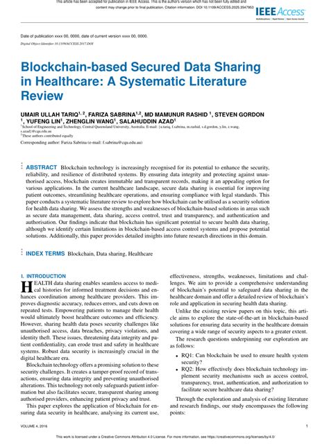 Pdf Blockchain Based Secured Data Sharing In Healthcare A Systematic Literature Review