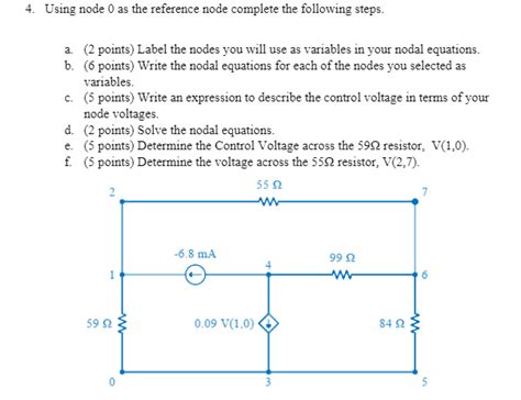 Solved Using Node As The Reference Node Complete The Chegg