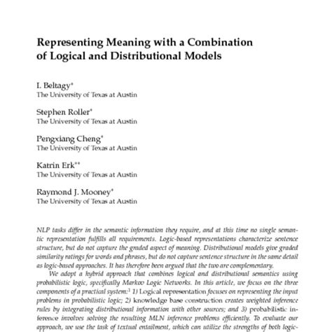 Representing Meaning With A Combination Of Logical And Distributional Models Acl Anthology