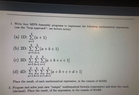 Solved Write Four MIPS Assembly Programs To Implement The Chegg