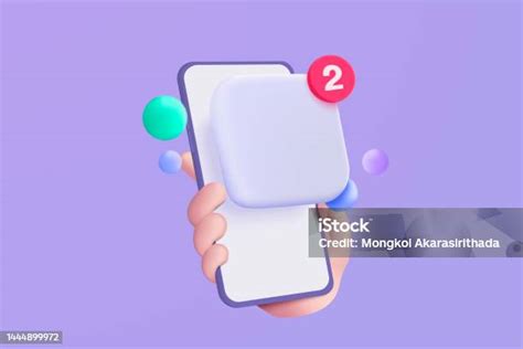 알림 경고 말풍선이 있는 3d 빈 앱 아이콘 손을 잡고 휴대폰에 온라인 소셜 댓글 푸시 알림 소셜 미디어와 채팅 3d 미리 알림 아이콘 벡터 렌더링 그림 3차원 형태에 대한