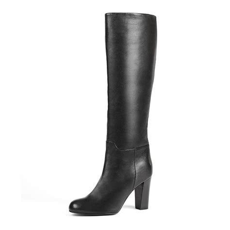Black Leather Knee High Boots Women Black Knee High Boots Etsy