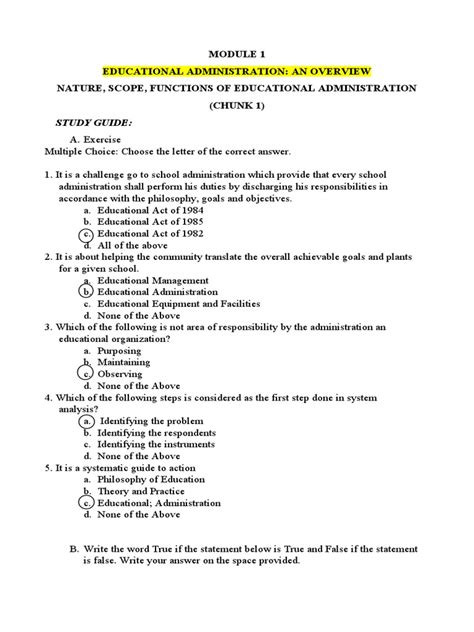 Module Review For Practicum In Educational Administration Pdf