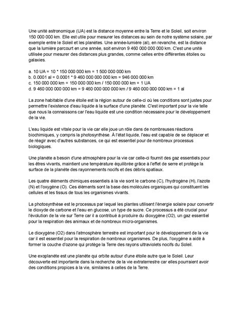 Corrigé Des Exercices Exercises Science Education Docsity
