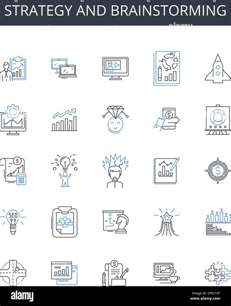 Strategy And Brainstorming Line Icons Collection Planning And Scheming Pondering And