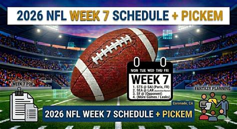 2026 Nfl Week 7 Schedule Printable Pickem Sheet Matchups And Tv
