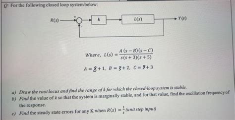 Solved Q For The Following Closed Loop System Below