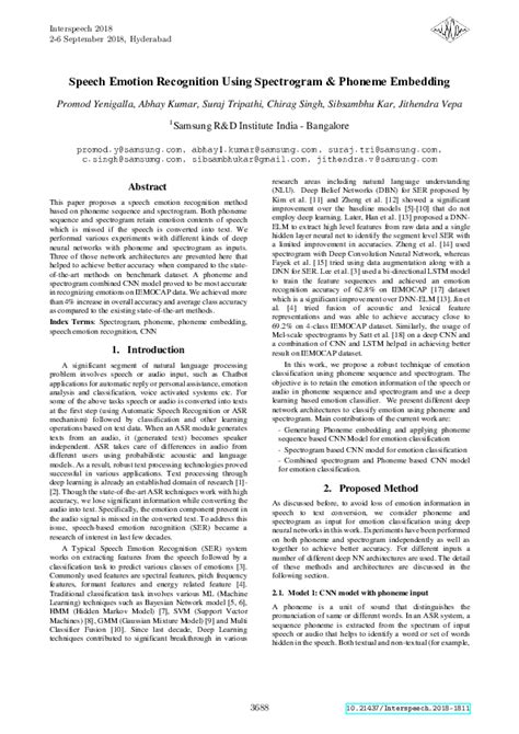 Pdf Speech Emotion Recognition Using Spectrogram And Phoneme Embedding