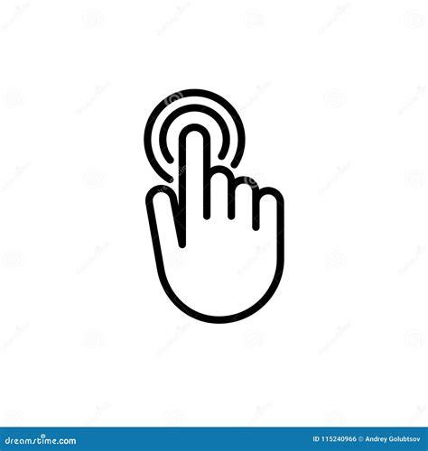 Touch Screen Finger Hand Press Push Vector Icon Stock Vector Illustration Of Outline Graphic