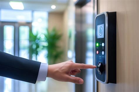 Premium Photo A Man In A Business Suit Is Using His Fingerprint For Biometric Authentication