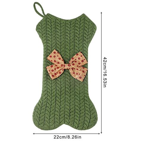 Badu Bg Коледен чорап за домашни любимци Плетена кучешка кокал Коледен чорап с пръстен за носене