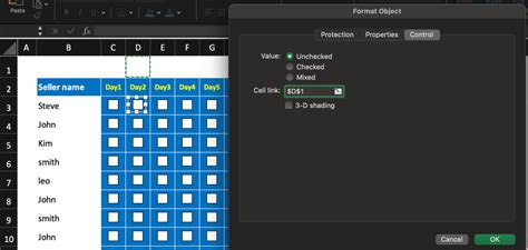 how to find excel progress rate use checkbox selection box