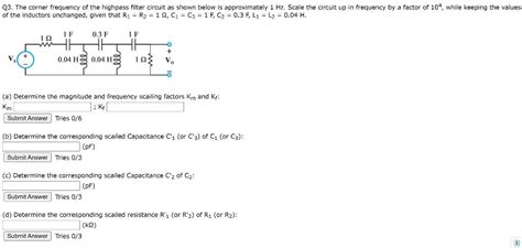 solved q3 the corner frequency of the highpass filter