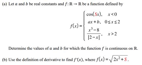solved a let a and b be real constants and f r→r be a