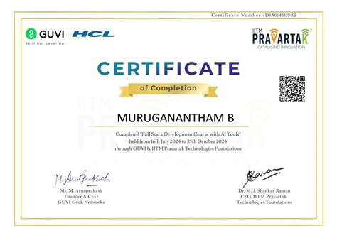 Guvi Iitmpravartak Fullstackdeveloper Certificateunlocked