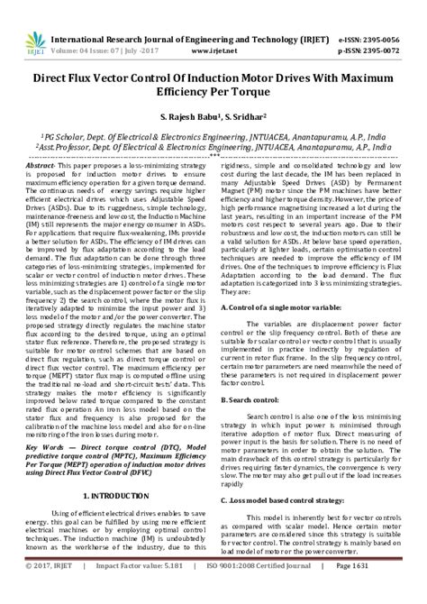 Pdf Direct Flux Vector Control Of Induction Motor Drives With Maximum