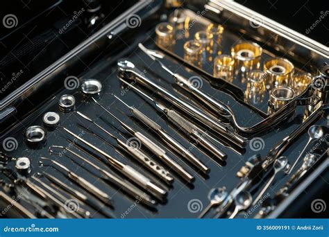 Hair Implant Procedure Tools On Sterile Tray For Surgical Precision And Follicle Extraction